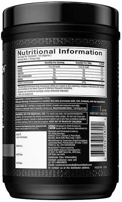 MuscleTech Essential Series Platinum 100% Creatine [400 Grams ...